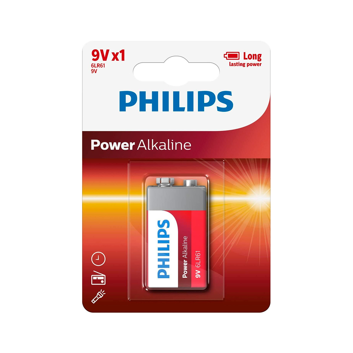 Pila 9V Alcalina Philips 6LR61
